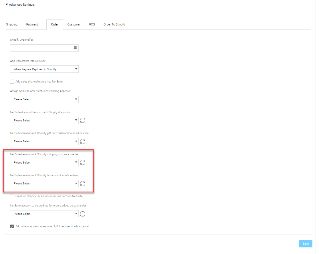 Configure NetSuite to Shopify order flow settings – Celigo Help Center
