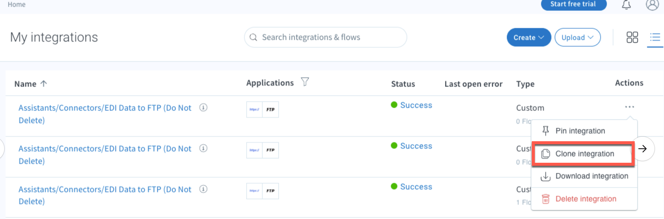 Clone integrations and flows – Celigo Help Center