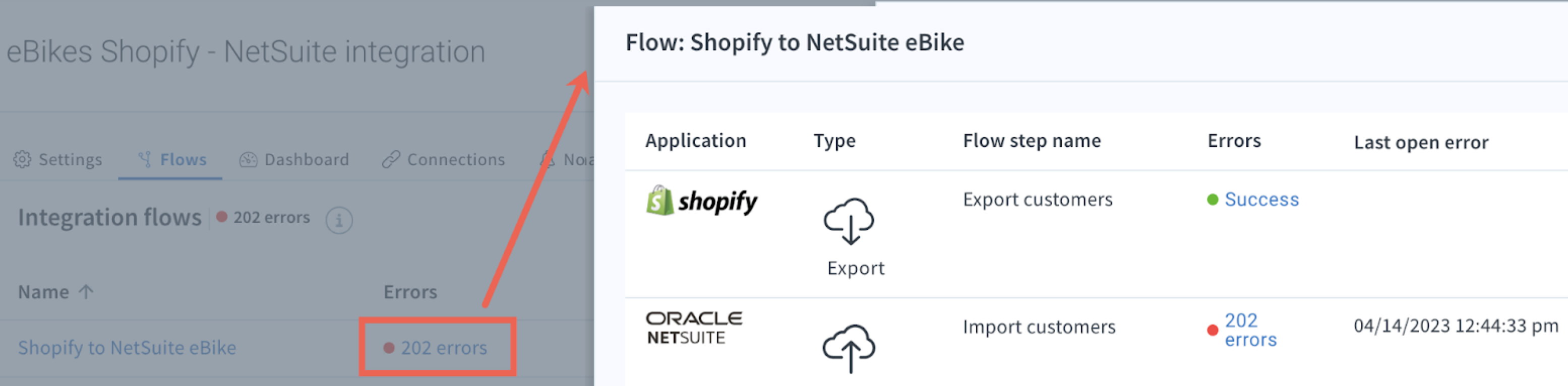 Monitor error counts/errors – integrations, flows, and flow steps – Celigo Help Center