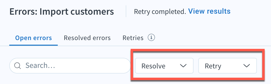 Retry or resolve errors – Celigo Help Center