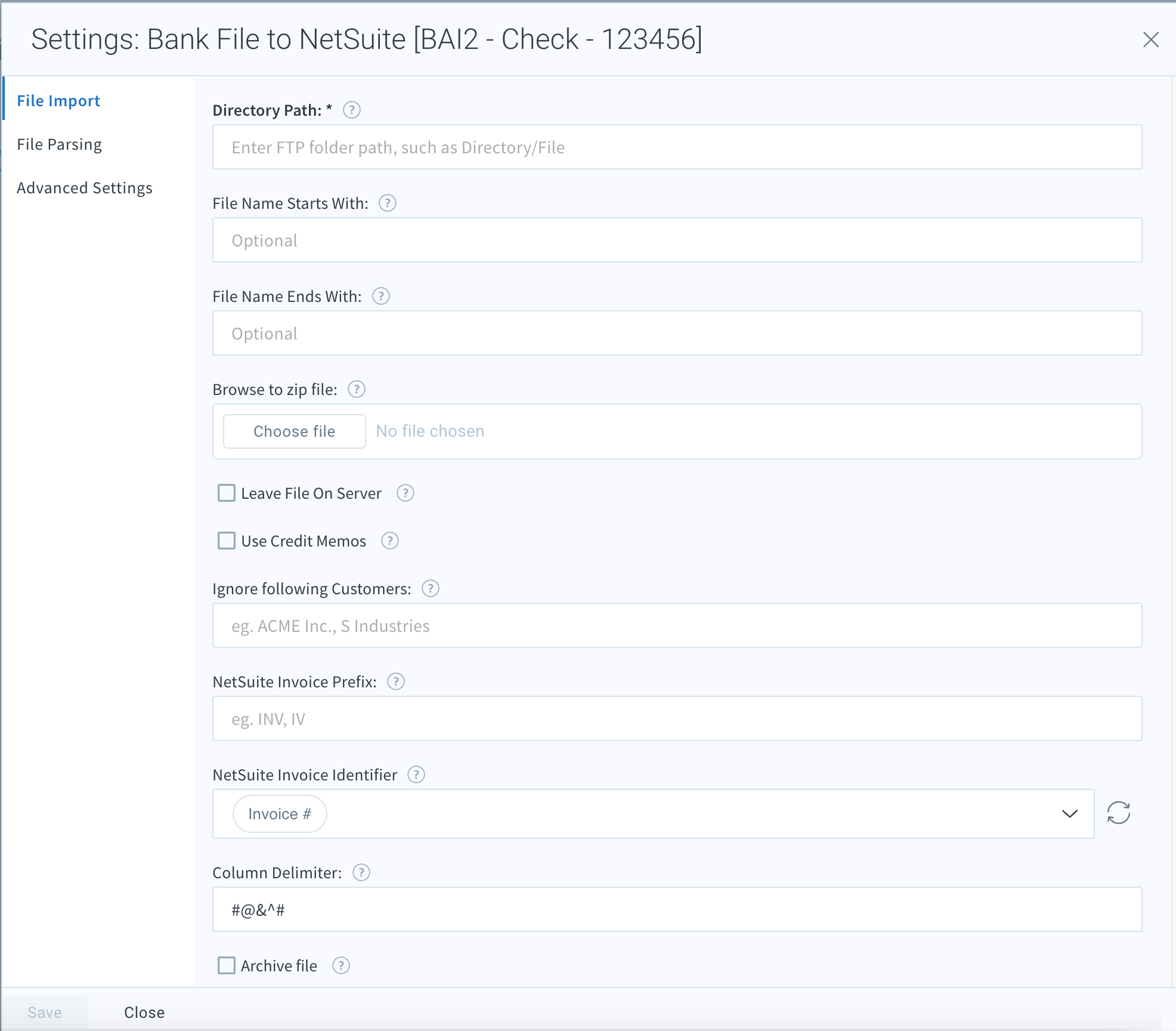Set Up a Bank File in Cash Application Manager – Celigo Help Center