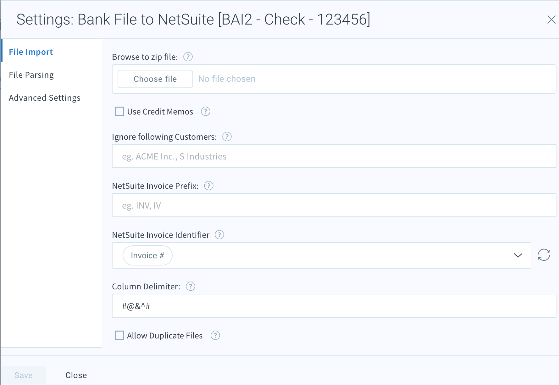 Set Up a Bank File in Cash Application Manager – Celigo Help Center