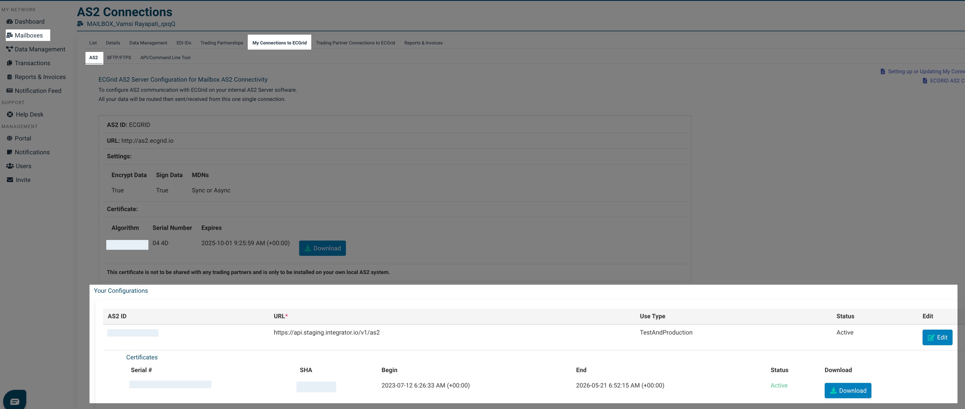 Understand and configure the ECGrid account – Celigo Help Center