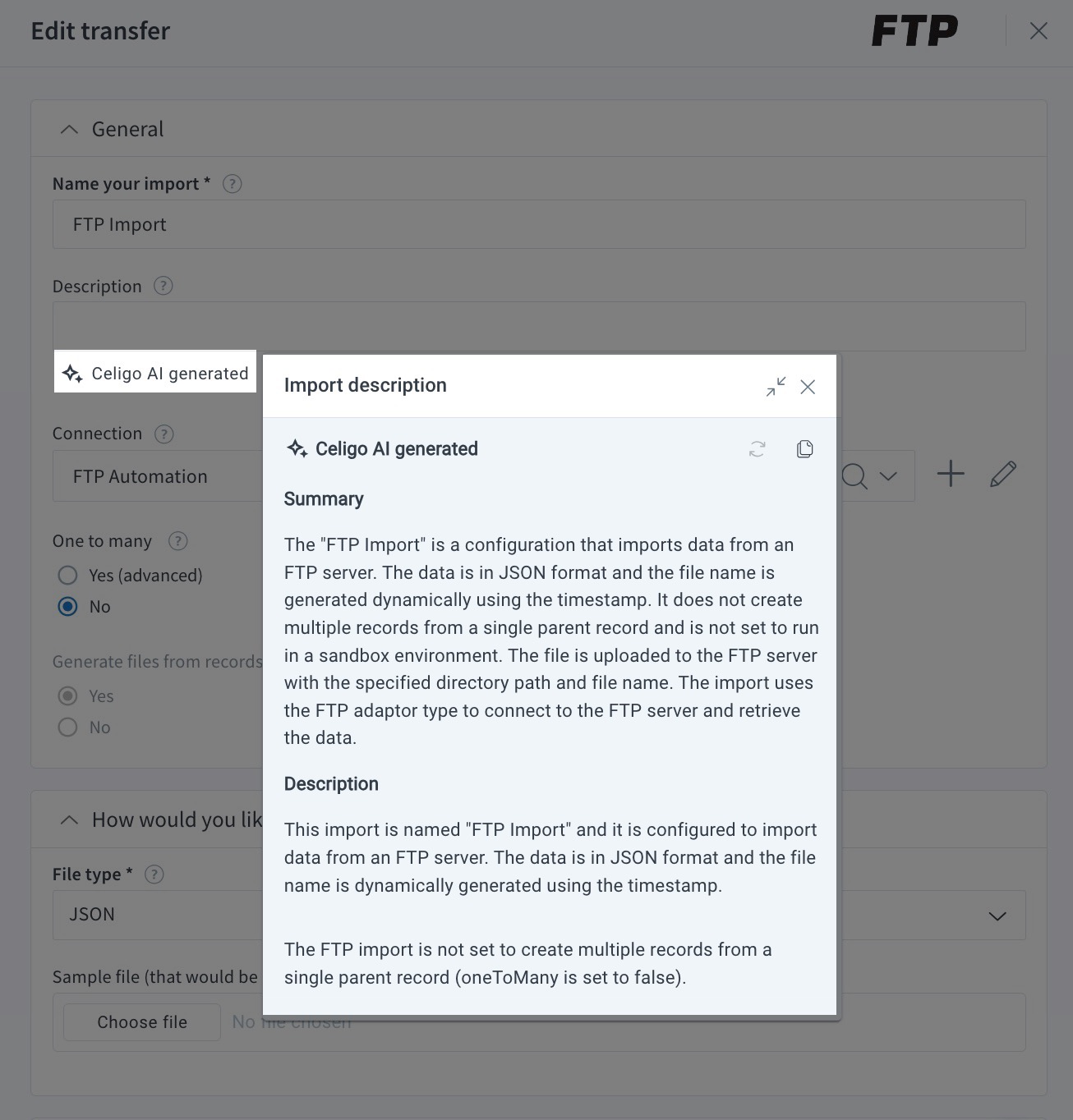 Understand AI descriptions for a flow, import, or export – Celigo Help ...