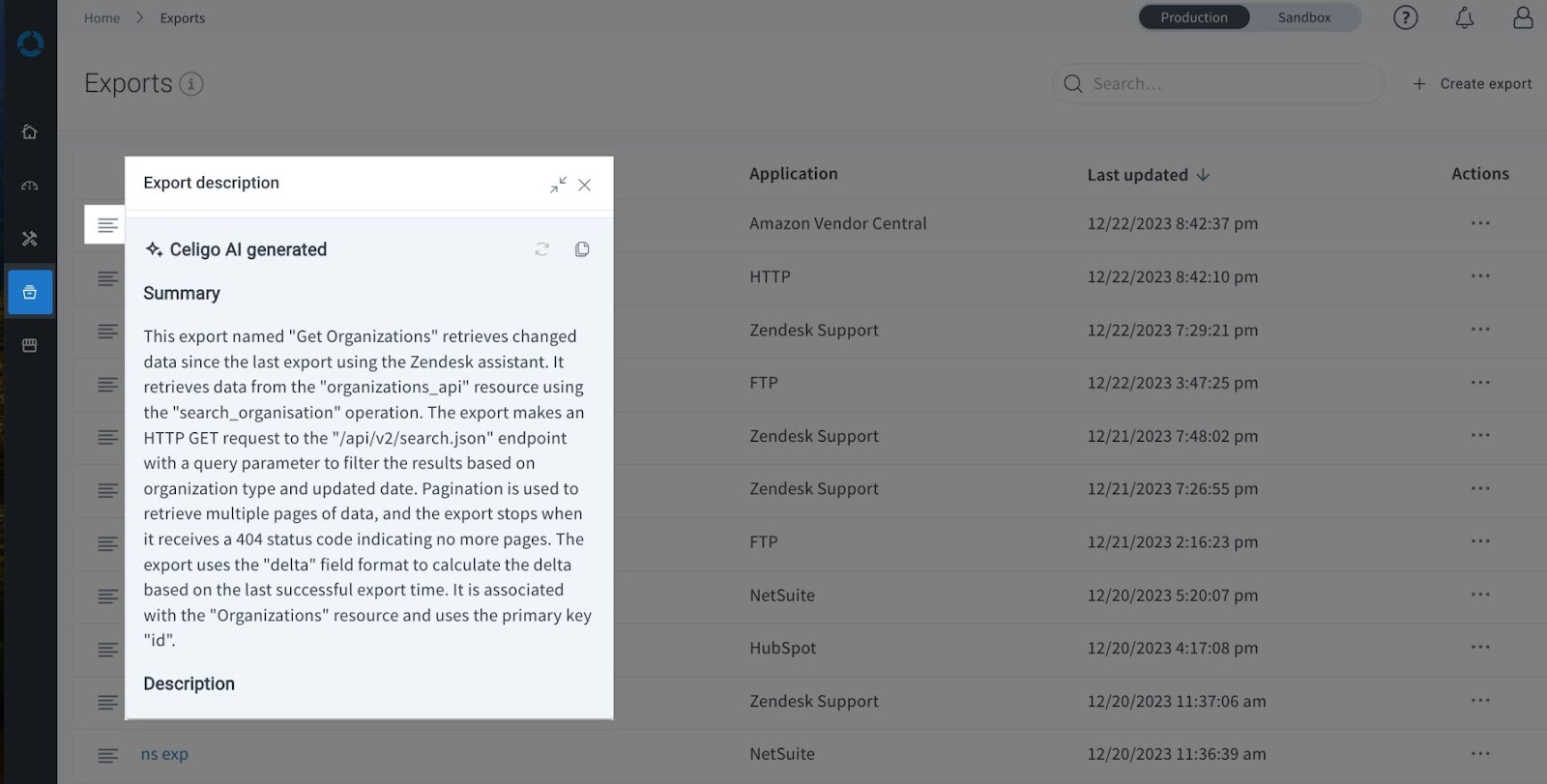 Understand AI descriptions for a flow, import, or export – Celigo Help ...