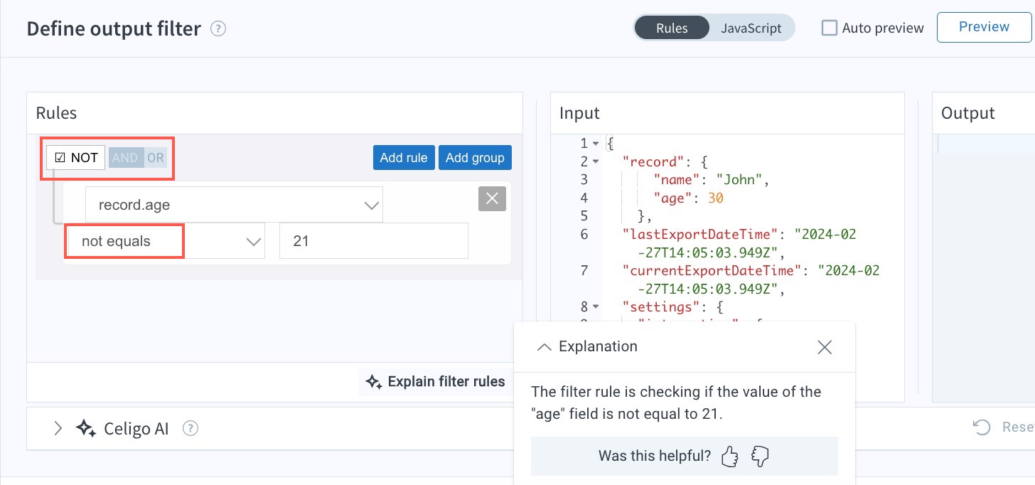 Create Or Explain Filter Rules Using The Celigo Ai Component Celigo