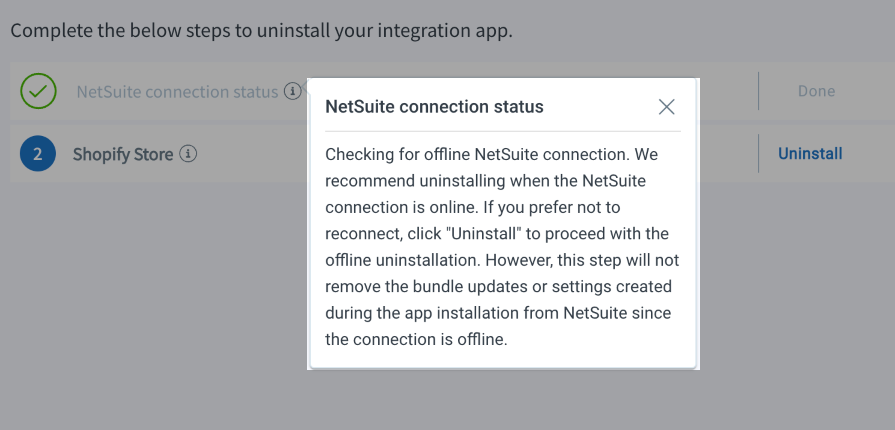 Uninstall integration app with an offline NetSuite connection – Celigo Help Center