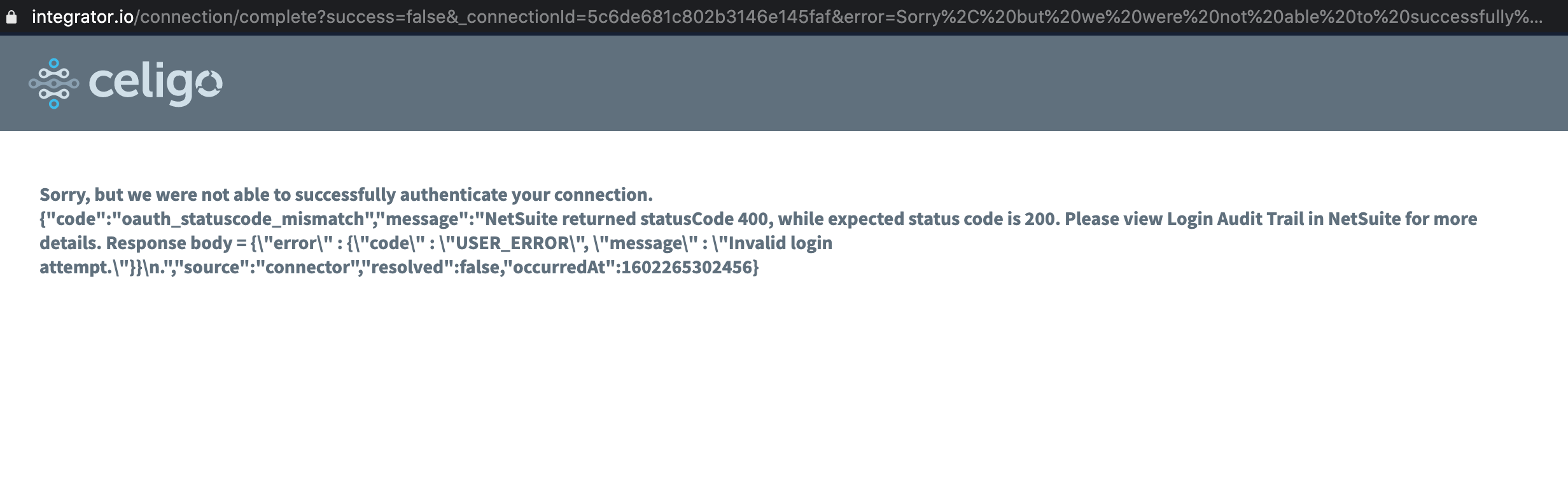 Fix offline connection – Celigo Help Center