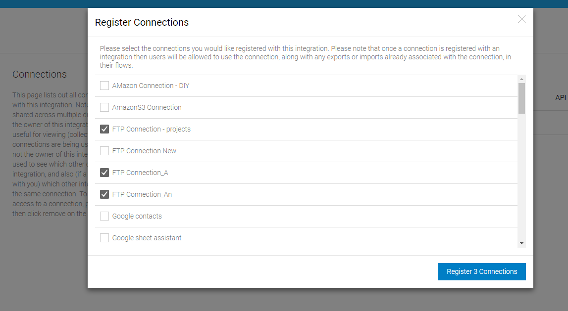 Register connections – Celigo Help Center