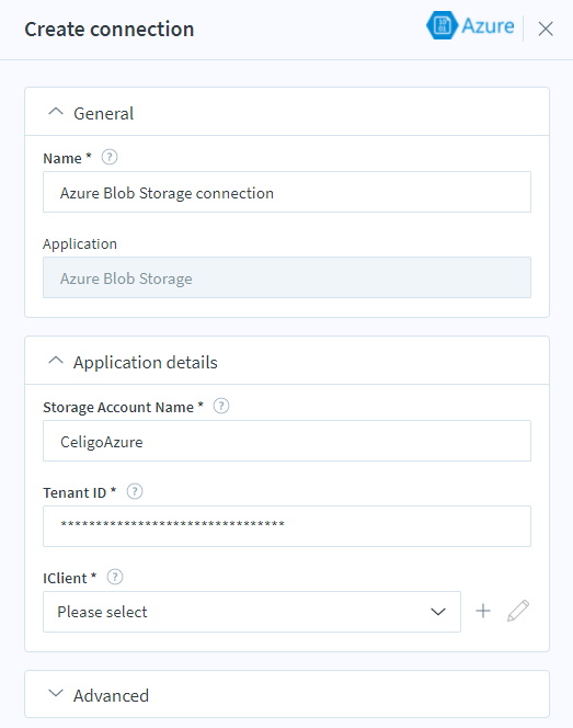 Set up a connection to Azure Blob Storage – Celigo Help Center