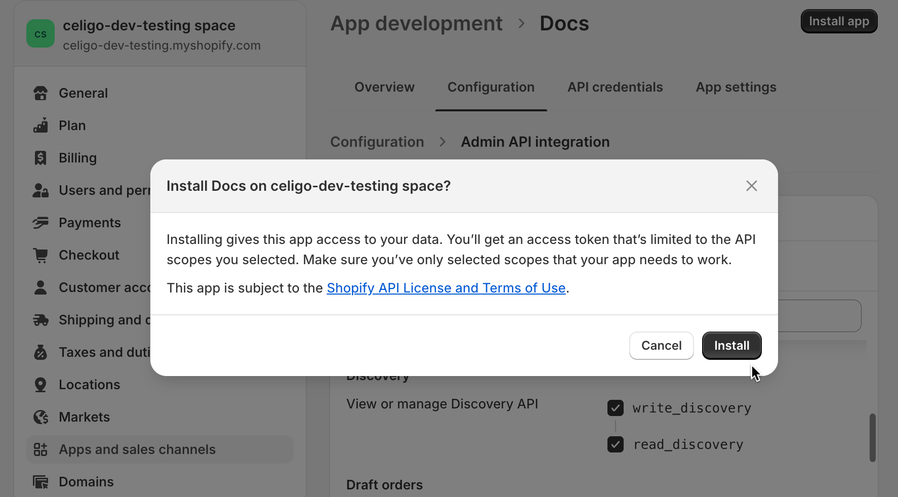 Set up a token connection to Shopify – Celigo Help Center