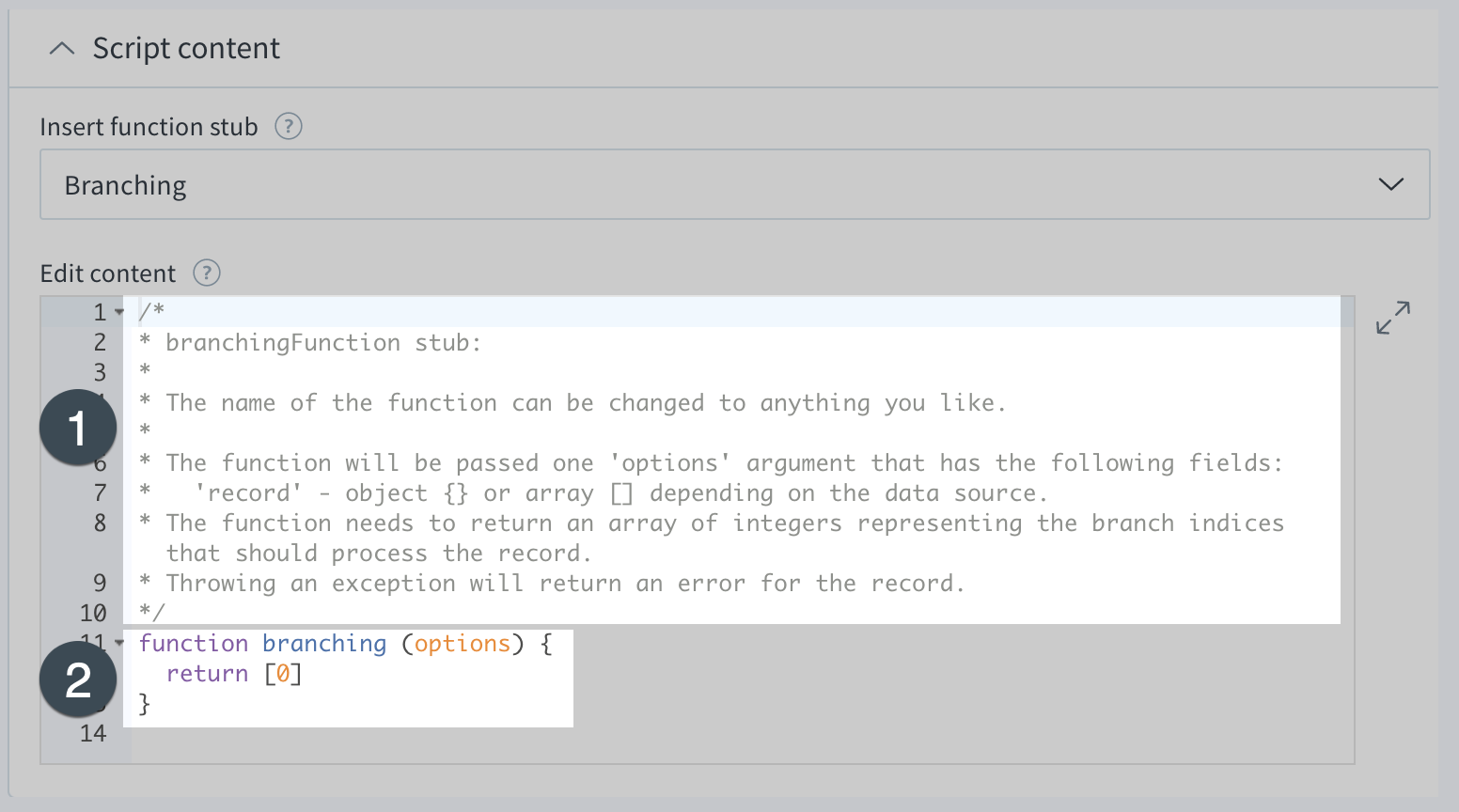 Create a branching script (using the function stub) – Celigo Help Center