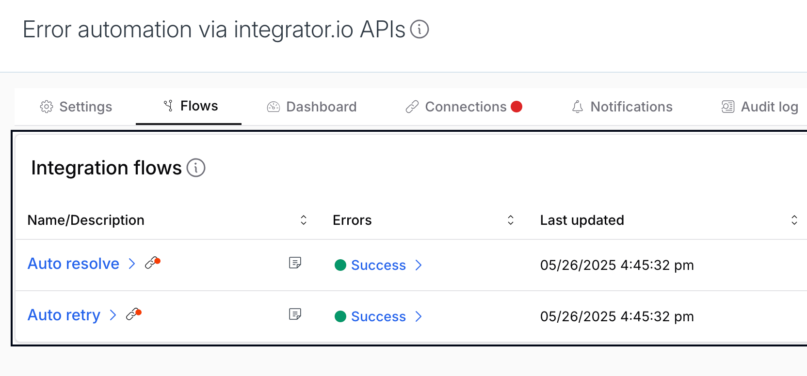 Use the "Error automation via integrator.io APIs" template – Celigo Help Center