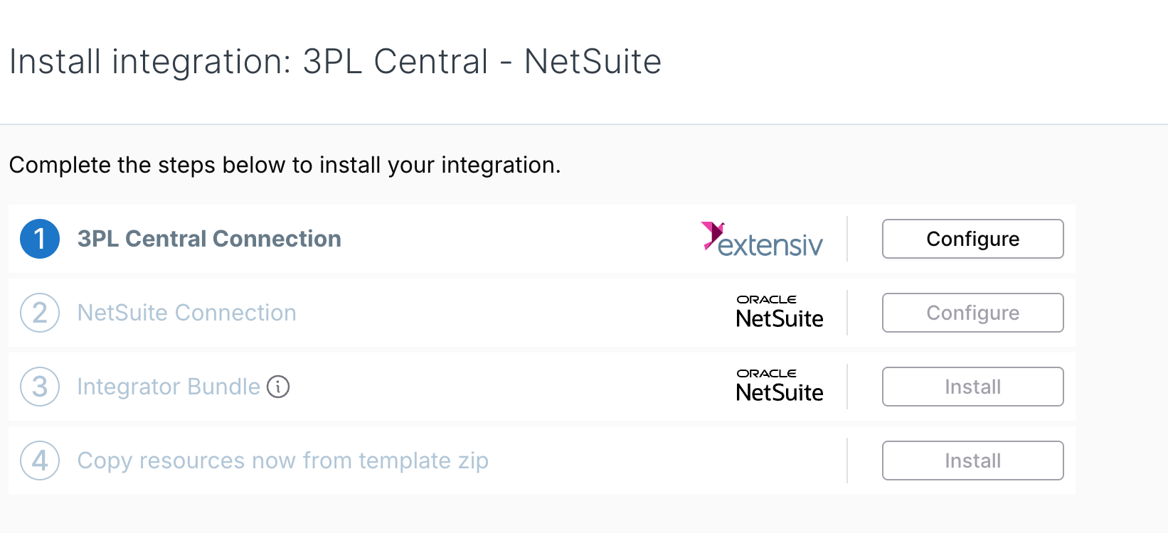 Install the Extensiv (formerly 3PL Central) – NetSuite quickstart integration template – Celigo ...