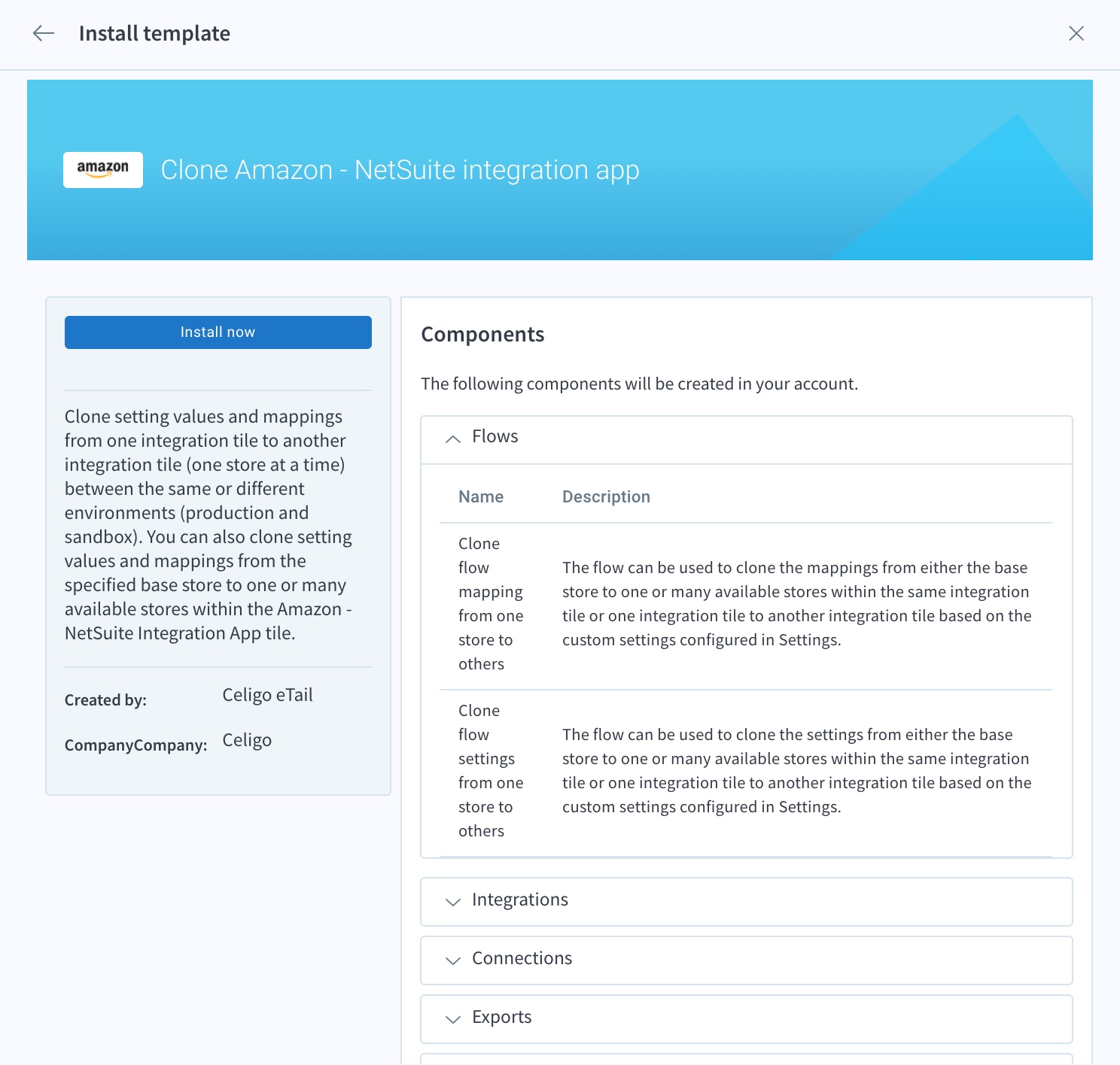 Clone integration app flows with the template utility – Celigo Help Center